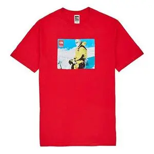 Supreme Fw18 X The North Face Photo Tee Crossover Printing Short Sleeve - Red