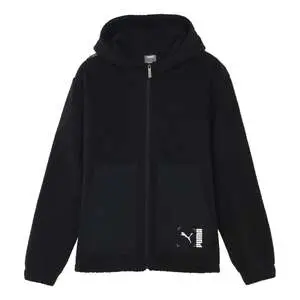 PUMA Lambswool Zip-up Hooded Jacket - Black