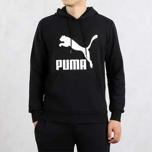 PUMA Classics Printing Drawstring Hoodie - Black