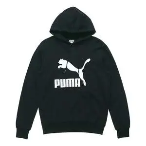 PUMA Classics Printing Drawstring Hoodie - Black