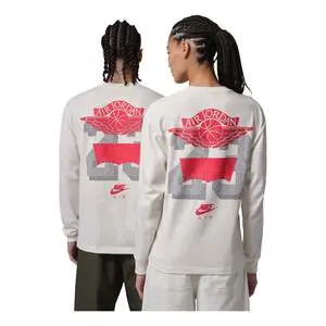 JORDAN X Levi's Long Sleeve T-shirt 'beige Red Grey - Beige/red/grey