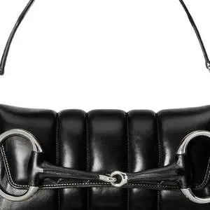 Gucci Horsebit Chain Medium Shoulder Bag - Black