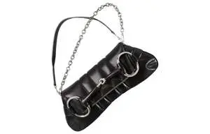 Gucci Horsebit Chain Medium Shoulder Bag - Black