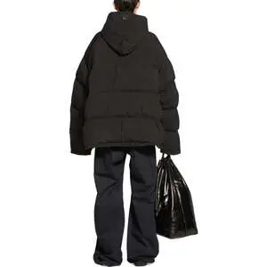 Balenciaga Sporty B Pull-over Hooded Puffer Jacket