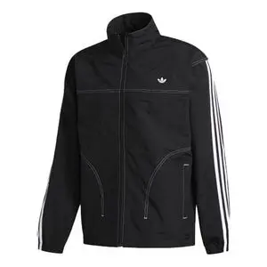 Adidas Originals Embroidered Logo Stand Collar Sports Jacket - Black