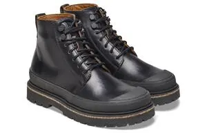 BIRKENSTOCK Prescott Waxy Leather Lace-up Boots - Black