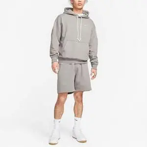 Nike Solo Swoosh Fleece Pullover Hoodie - Grey