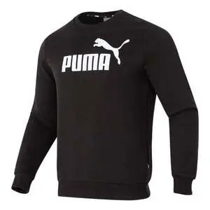 PUMA Letter Print Fleece Pullover Sweatshirt - Black/white