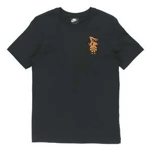 Nike Sportwear Printing Sports Pullover Round Neck Short Sleeve - Black