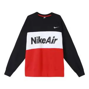 Nike Splicing Colorblock Crewneck Sweatshirt - Black