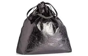 Balenciaga Crush Medium Tote Bag Metallized - Grey