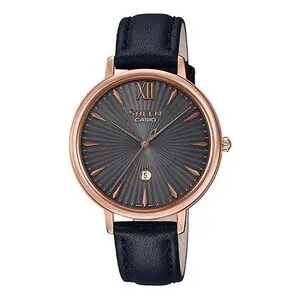 Casio Sheen Analog Quartz Watch With Leather Strap - Black