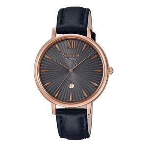 Casio Sheen Analog Quartz Watch With Leather Strap - Black