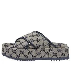 Gucci Gg Platform Slide Sandal - Beige/blue