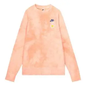 Nike Casual Sports Tie Dye Daisy Embroidered Round Neck Red - Default Color