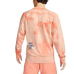 Nike Casual Sports Tie Dye Daisy Embroidered Round Neck Red - Default Color