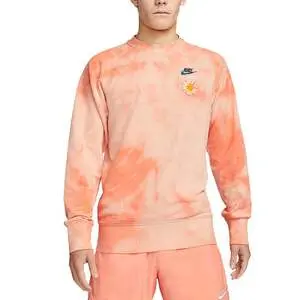 Nike Casual Sports Tie Dye Daisy Embroidered Round Neck Red - Default Color