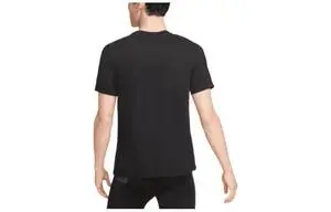 Nike Landscape Alphabet Printing Round Neck Pullover Straight Short Sleeve Black T-shirt