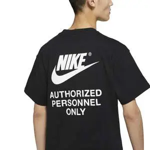 Nike Alphabet Logo Printing Round Neck Short Sleeve Black