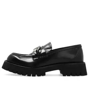 Gucci Leather Lug Sole Loafers With Chain Detail