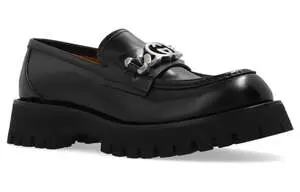 Gucci Leather Lug Sole Loafers With Chain Detail