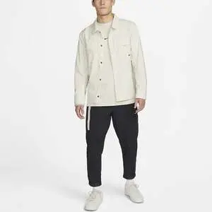 Nike Solid Color Woven Long Sleeves Autumn White Shirt