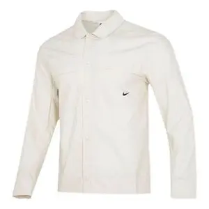 Nike Solid Color Woven Long Sleeves Autumn White Shirt
