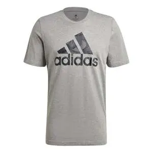 Adidas Casual Sports Camouflage Alphabet Logo Printing Short Sleeve Gray - Grey