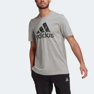 Adidas Casual Sports Camouflage Alphabet Logo Printing Short Sleeve Gray - Grey