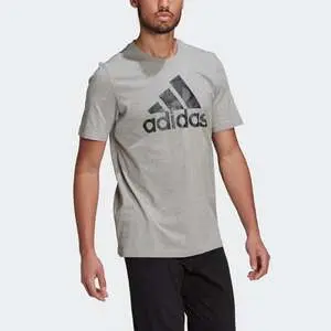 Adidas Casual Sports Camouflage Alphabet Logo Printing Short Sleeve Gray - Grey