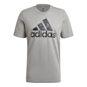 Adidas Casual Sports Camouflage Alphabet Logo Printing Short Sleeve Gray - Grey