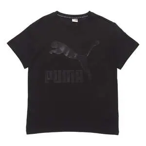 PUMA Classic Logo Round Neck Short Sleeve T-shirt - Black