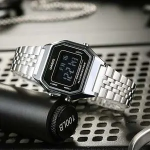 Casio Digital Watch With Stainless Steel Strap
