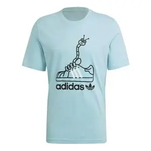 Adidas Originals Worm Tee Printing Sport Short Sleeve - Light Blue