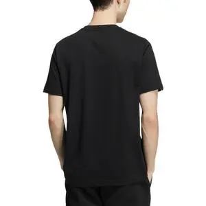 Adidas Neo Solid Color Logo Stripe Sports Short Sleeve Black