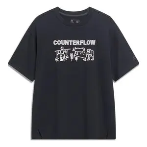 LI-NING Counterflow Logo T-shirt 'black - Black/white