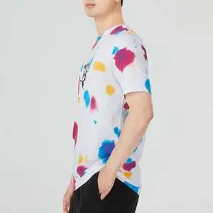 Nike Tie Dye Geometry Pattern Casual Round Neck Short Sleeve White T-shirt - Multi-color