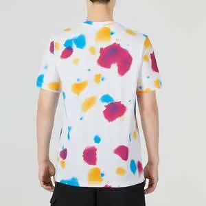 Nike Tie Dye Geometry Pattern Casual Round Neck Short Sleeve White T-shirt - Multi-color