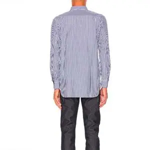 Play Comme Des Garcon Black Emblem Striped Button Down - Blue