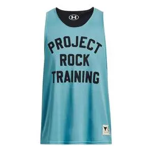 Under Armour Project Rock Reversible Mesh Tank - Blue Teal/black