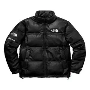 Supreme Fw17 X The North Face Leather Nuptse Jacket - Black