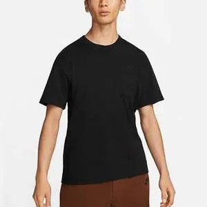 Nike Solid Color Pocket Round Neck Loose Short Sleeve Black T-shirt