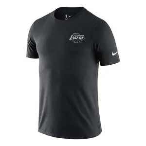 Nike Embroidered Logo Knit Round Neck Short Sleeve Lakers Black T-shirt - Multi-color