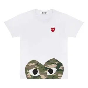 Play Comme Des Garcon Camouflage Short Sleeve - White