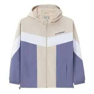 LI-NING Colorblock Zipper Hooded Jacket - Beige/white/blue