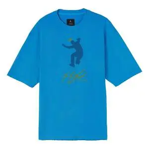JORDAN X Union Crossover Ss22 Solid Color Character Alphabet Printing Round Neck Short Sleeve Asia Edition Blue - Default Color