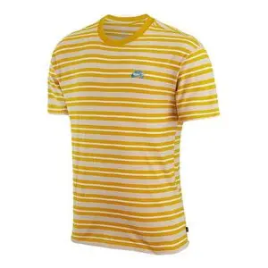 Nike Embroidered Logo Stripe Round Neck Short Sleeve Yellow T-shirt - Multi-color
