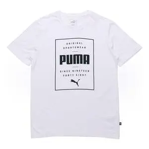 PUMA Casual Sports Alphabet Printing Round Neck Breathable Short Sleeve - White