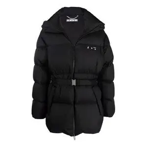 Off-White Puffer Down Jacket With Belt - Black