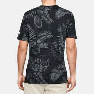 Under Armour Project Rock Aloha Camo Alphabet Pattern Printing Sports Short Sleeve - Black
